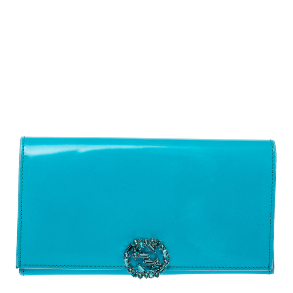 Gucci | Bags | Gucci Light Blue Patent Leather Interlocking G Crystal ...